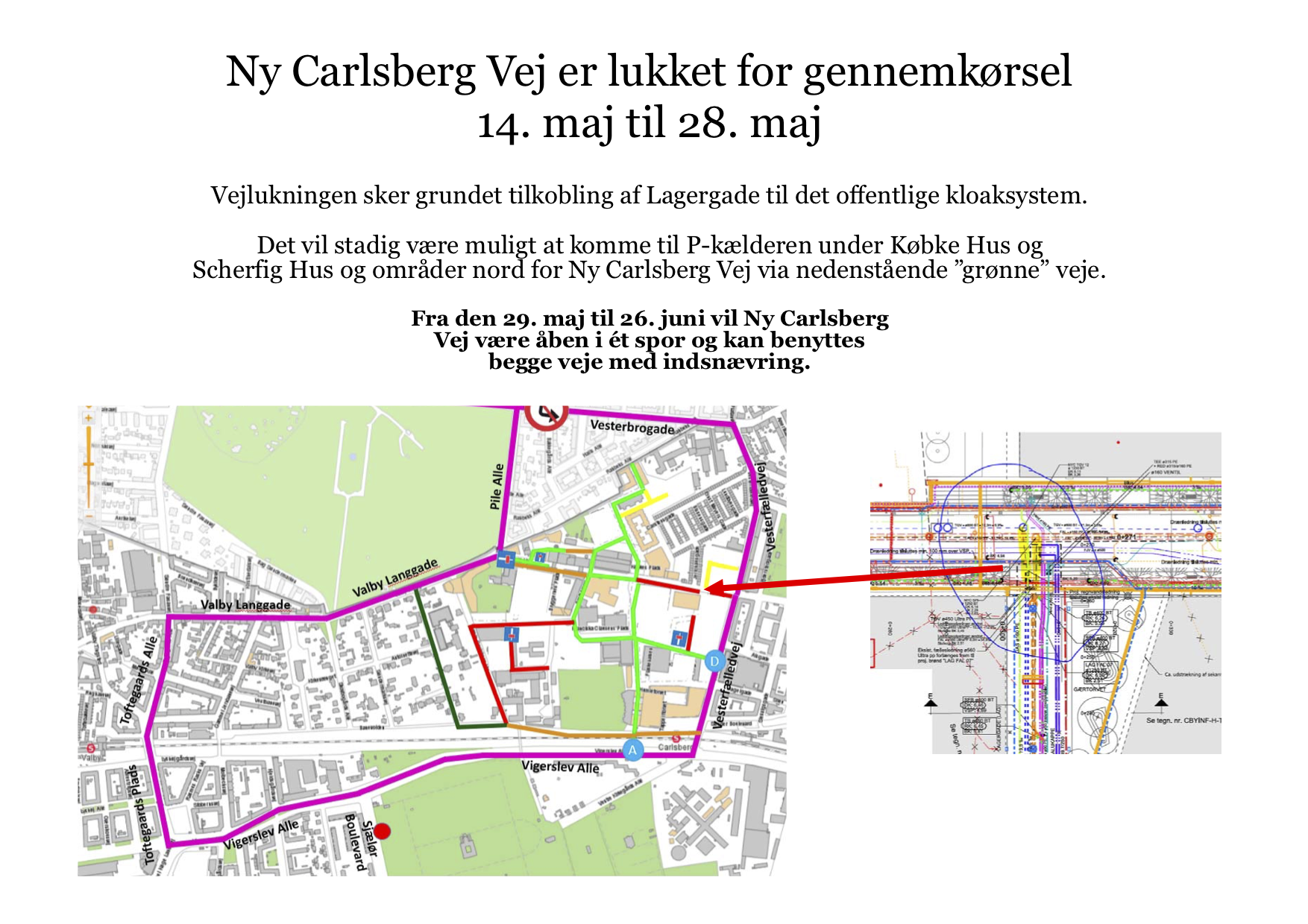 Ny Carlsberg Vej lukket fra 14. til 28. maj – Humleby